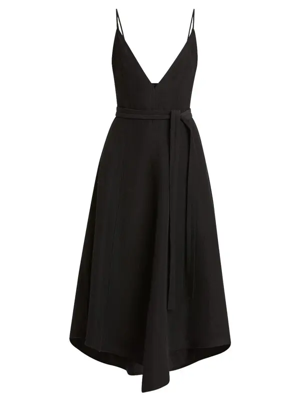 Proenza Schouler Elaine Belted Linen-blend Midi Dress - Black