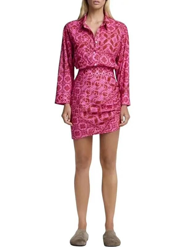 Smythe Batik Mini Shirtdress - Raspberry Batik