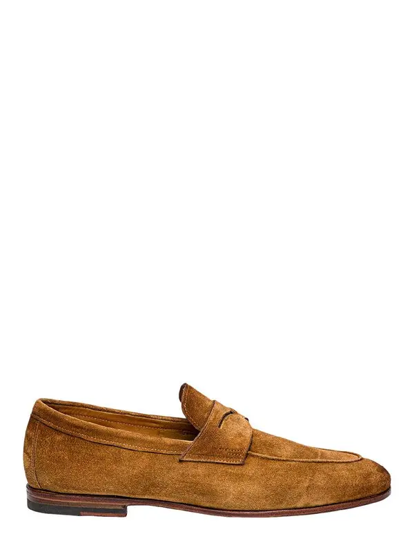 Santoni Carlos Suede Penny Loafers - Beige