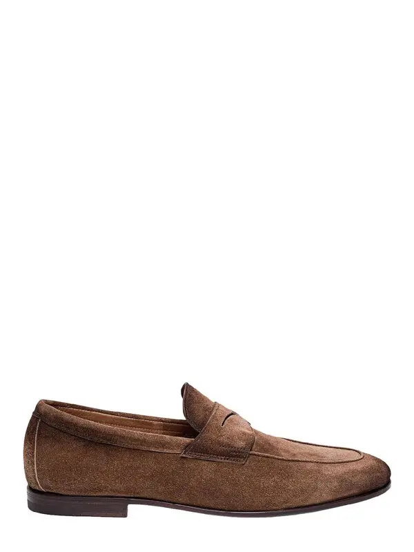Santoni Carlos Suede Penny Loafers - Light Brown