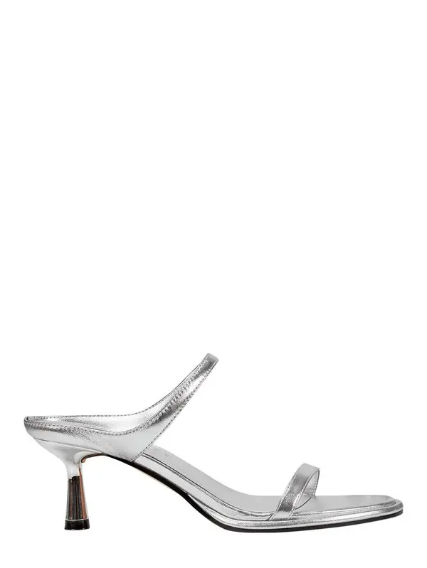 Marc Fisher Alonde Snake-embossed Leather Slide Sandals - Silver