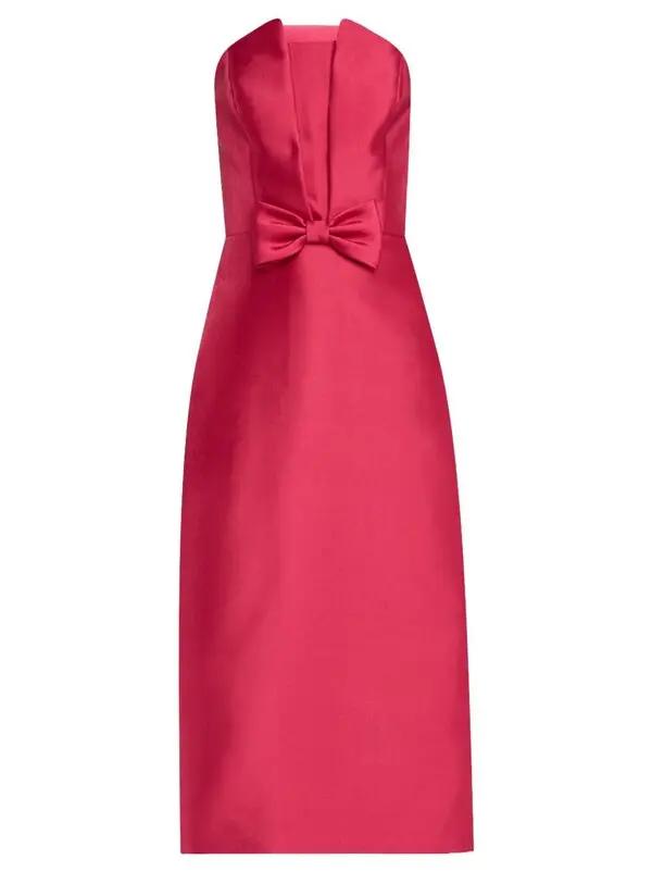 Theia Bridget Strapless Mikado Midi Dress - Peony