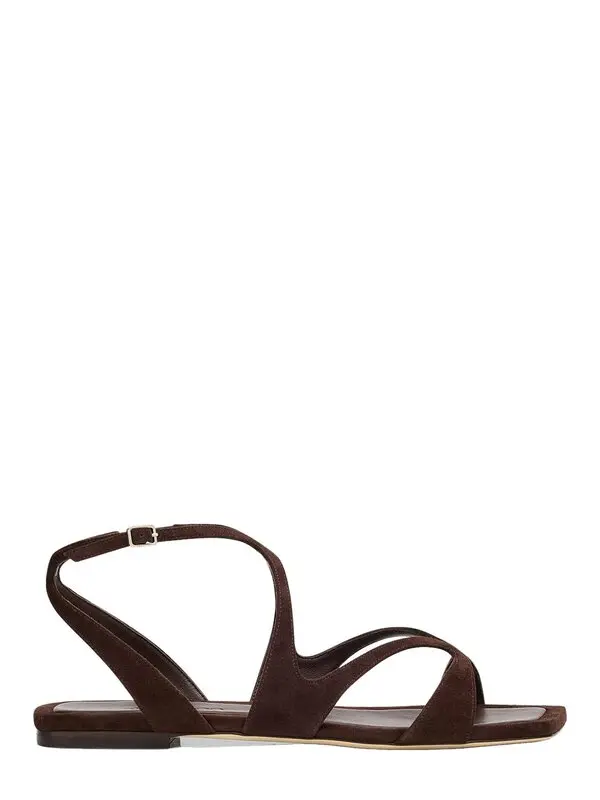 JIMMY CHOO Ayla Suede Flat Sandals - Choc