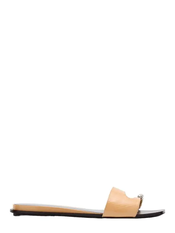 Tory Burch Pierced Leather Toe Ring Flat Sandals - Tan