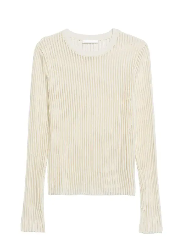 Helmut Lang Sheer Stripe Crewneck Top - Ivory