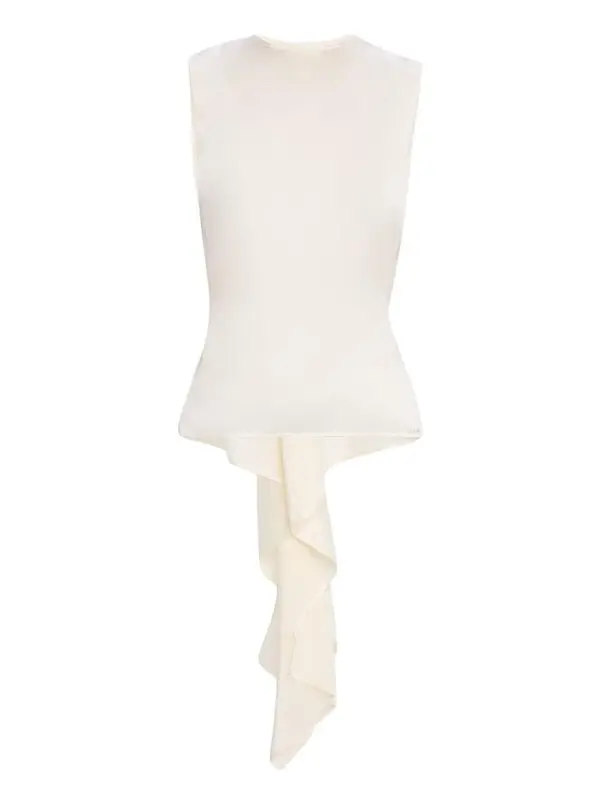 Helmut Lang Sleeveless Draped Silk Scarf Top - Iv