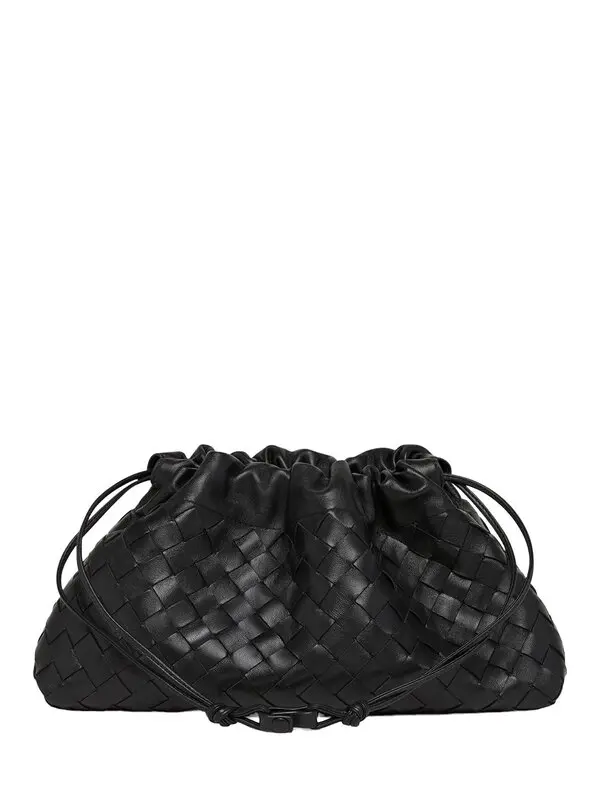 Bottega Veneta Intrecciato Leather Pouch With Chain Strap - Black