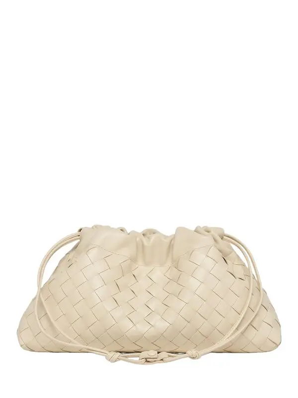 Bottega Veneta Intrecciato Leather Pouch With Chain Strap - Sea Salt