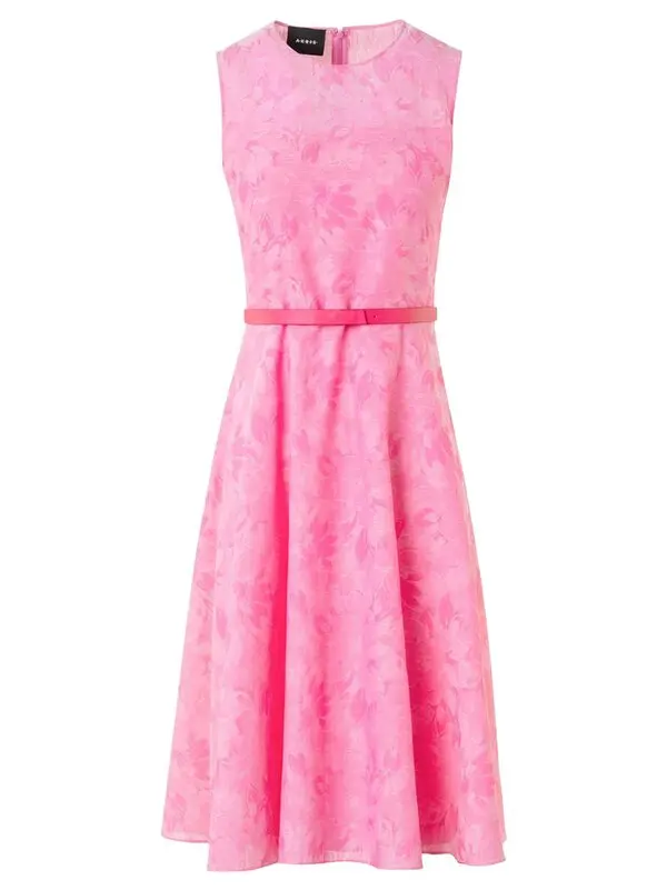 Akris Floral Cotton Sleeveless Belted Dress - Pink