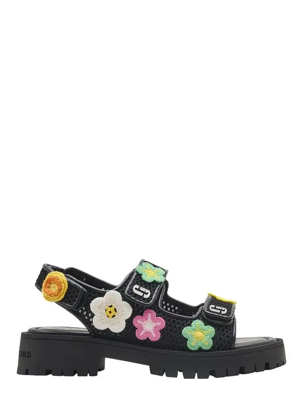 Marc Jacobs The J Marc Strap Embroidered Daisy Sport Sandals - Black Multi