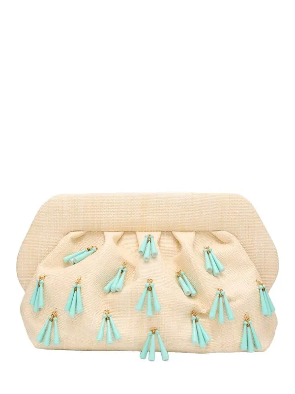 THEMOIRE Emera Fringe Pleated Clutch - Emera Paper Fringes  Butter
