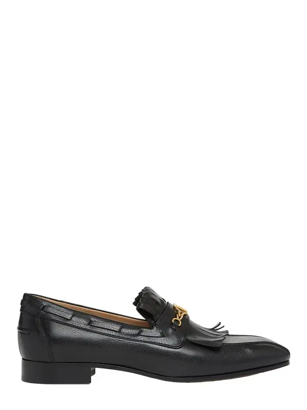 Valentino Garavani Leather Vlogo-bit Loafers - Black