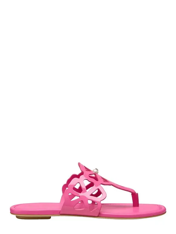 STUART WEITZMAN Jasmine Patent Cutout Thong Sandals - Berry Punch