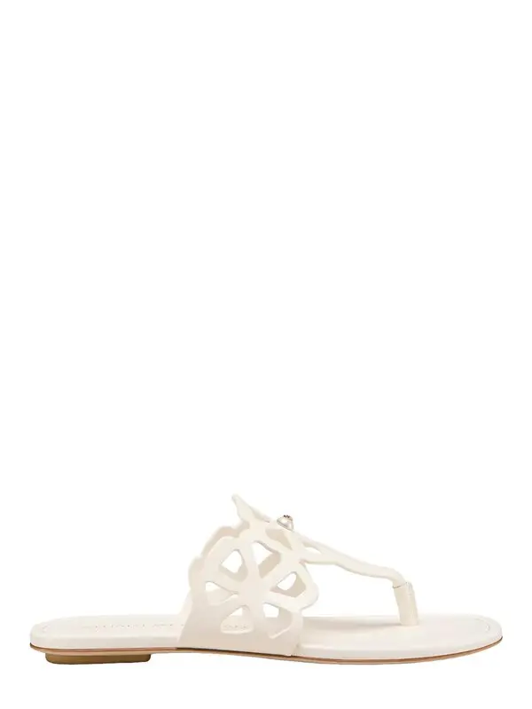 STUART WEITZMAN Jasmine Patent Cutout Thong Sandals - Cream.