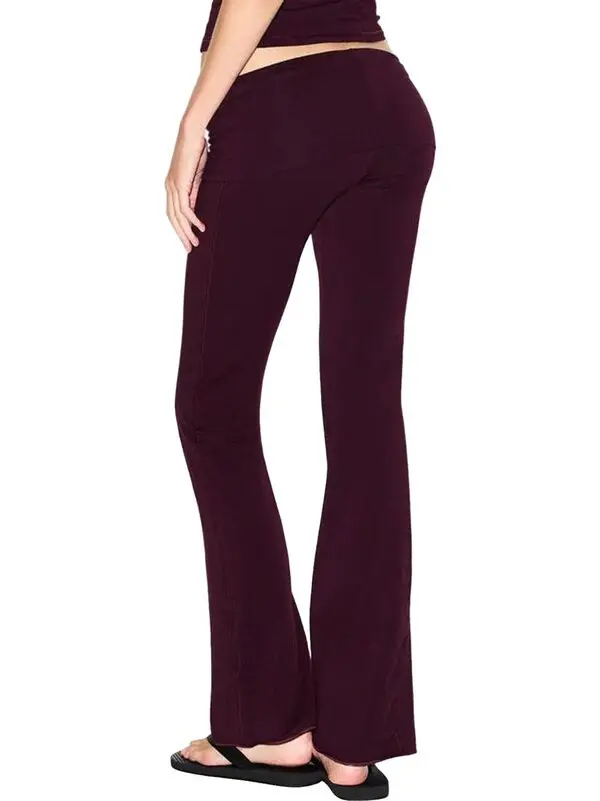 SKIMS Cotton Jersey Foldover Flare-leg Pants - Currant