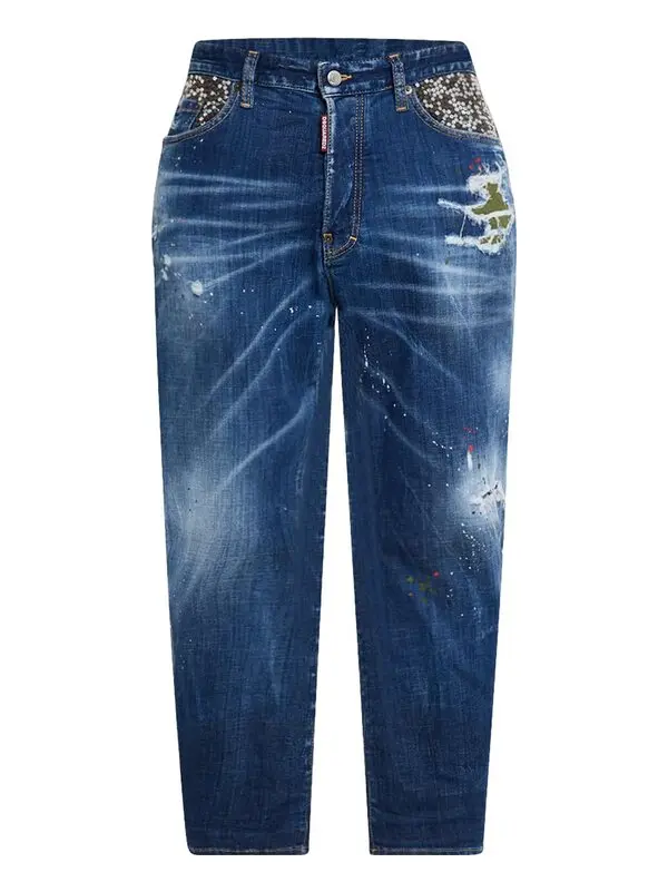 Dsquared2 Bro Jeans With Studs And Distressing - Navy/blue