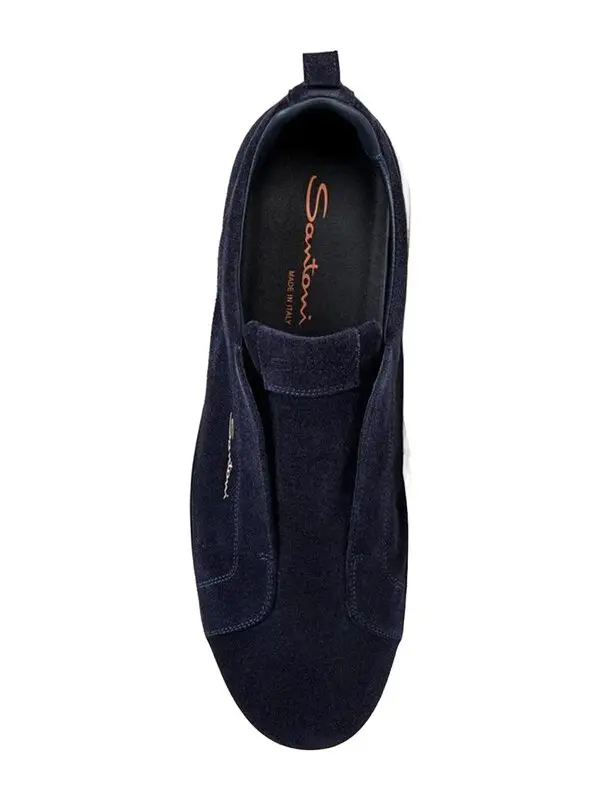 Santoni Suede Low-top Slip-on Sneakers - Blue