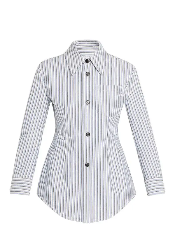 Bottega Veneta Structured Cotton Stripe Jacket - Chalk Wht