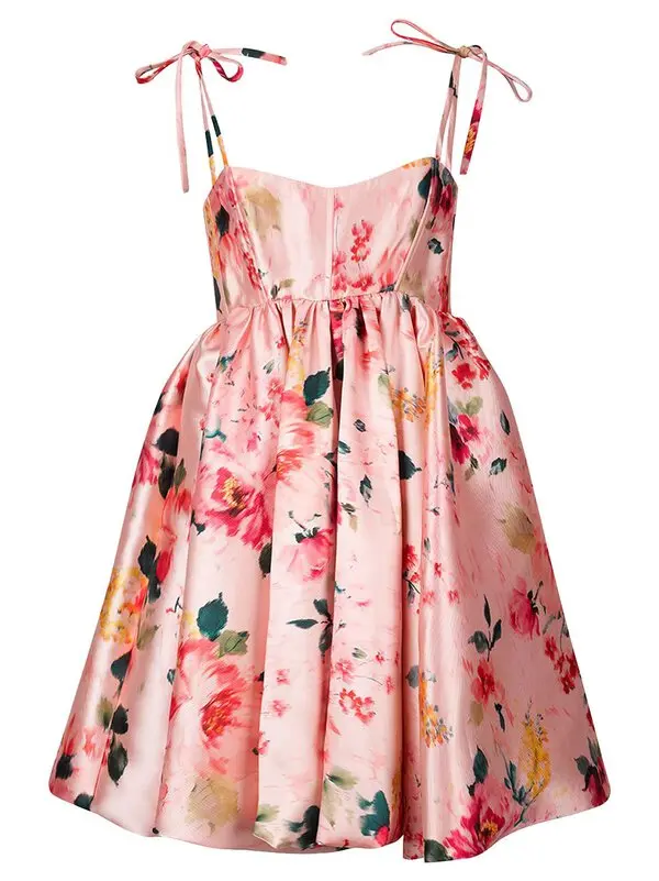 MARQUES' ALMEIDA Floral Mikado Babydoll Mini Dress - Pink