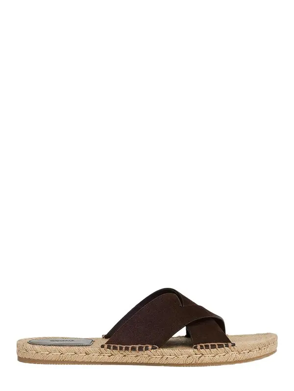 Zegna Panarea Suede Espadrille Sandals - Medium Brown