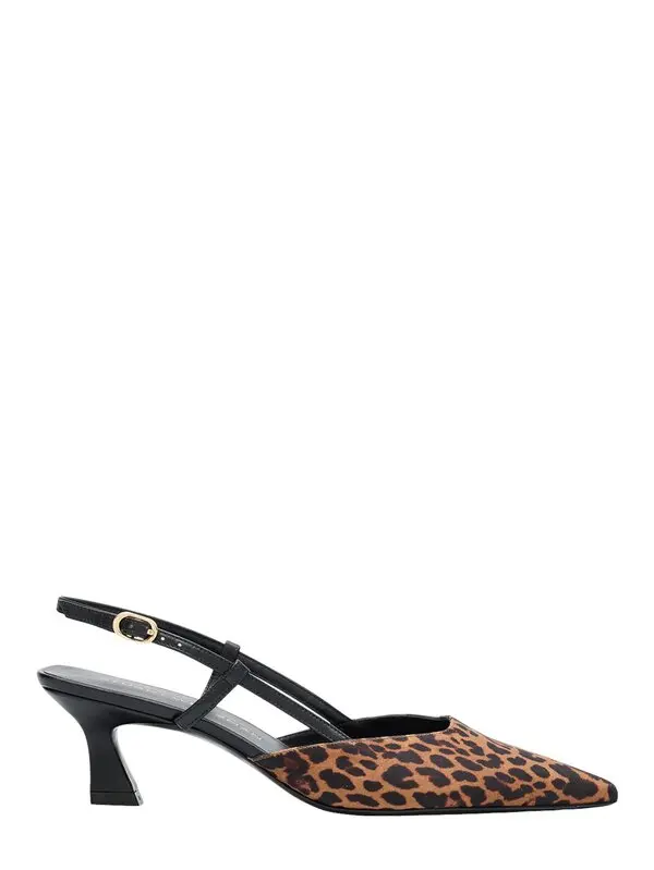 STUART WEITZMAN Vinnie Leopard Kitten Slingback Pumps - Leoprd