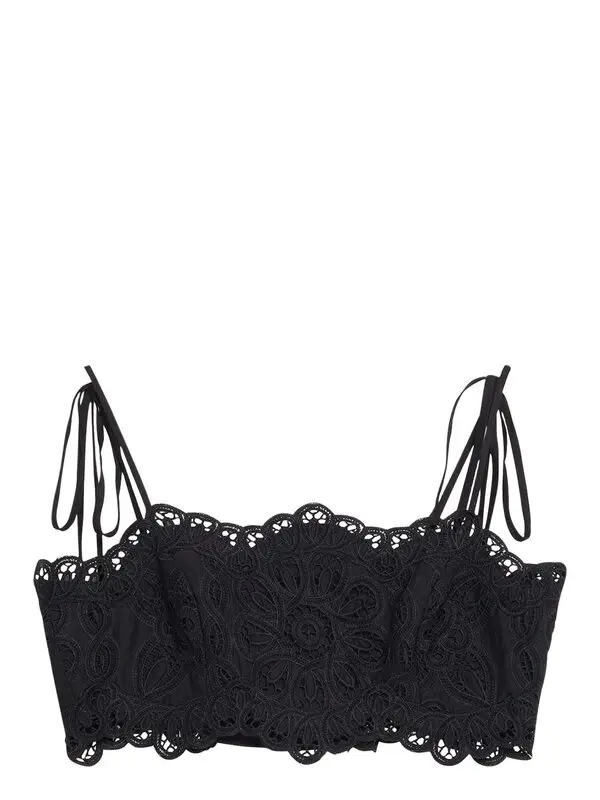 Zimmermann Rhiannon Embroidered Tie Bodice - Black