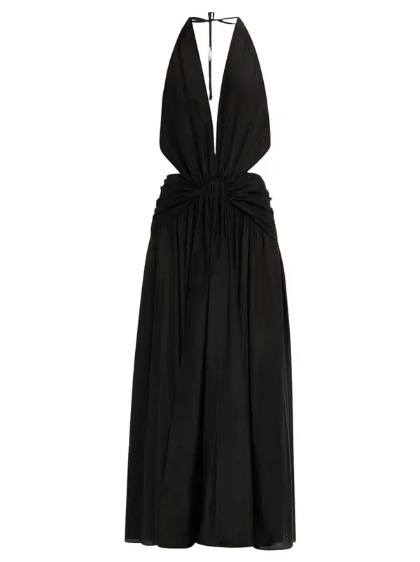 Zimmermann Rhiannon Plunge Halter Maxi Dress - Black