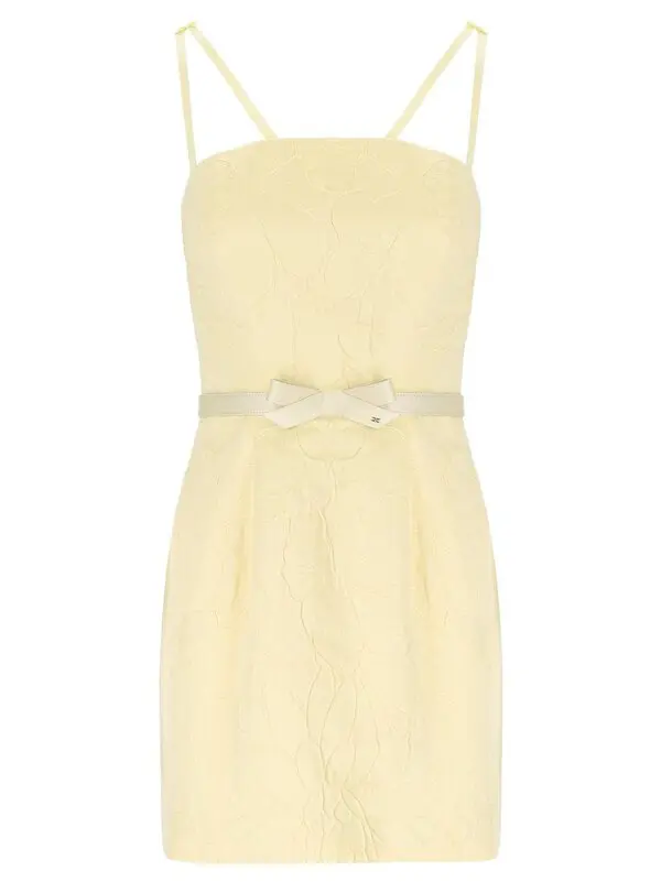 Elisabetta Franchi Jacquard Mini Dress With Belt - Yellow