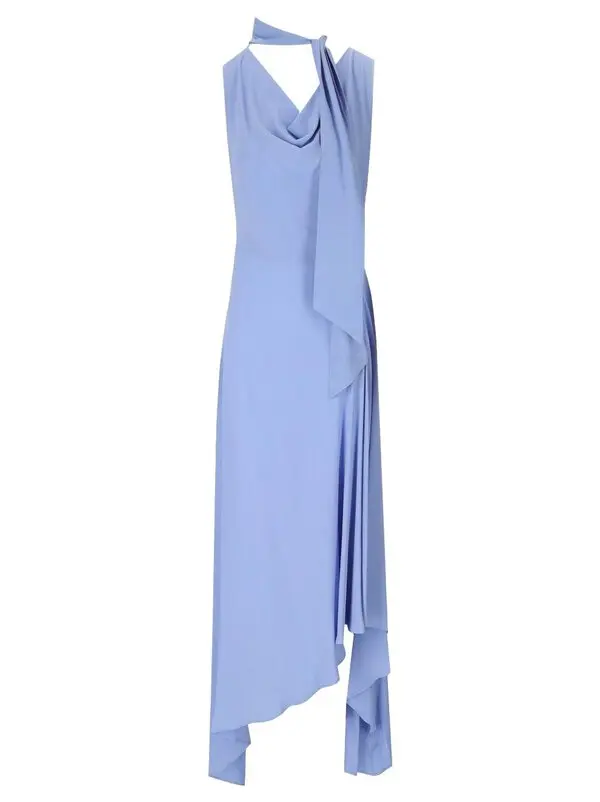 Federica Tosi Long Dress With Foulard Scarf - Light Blue
