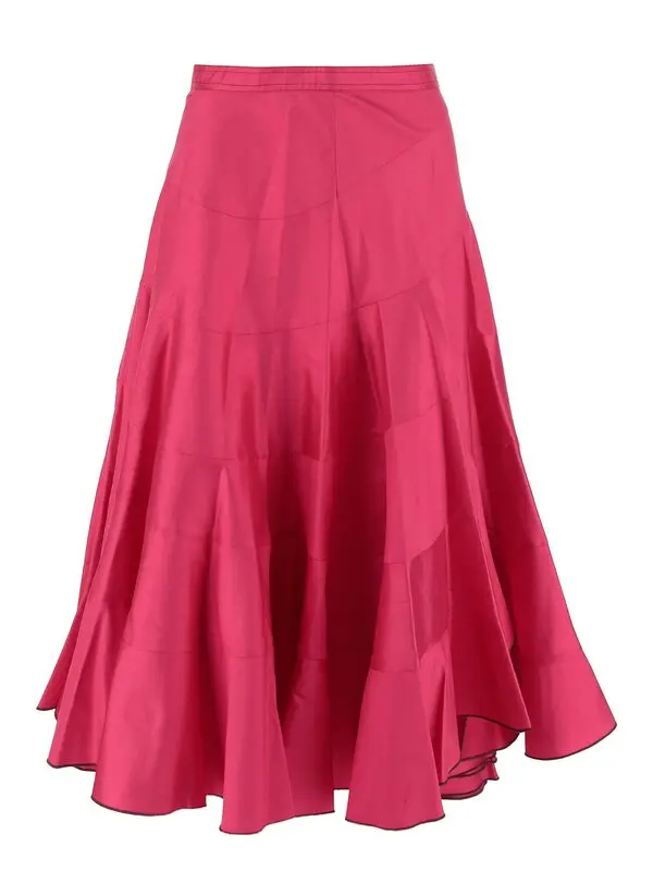 Tory Burch Silk Flared Skirt - Fuchsia