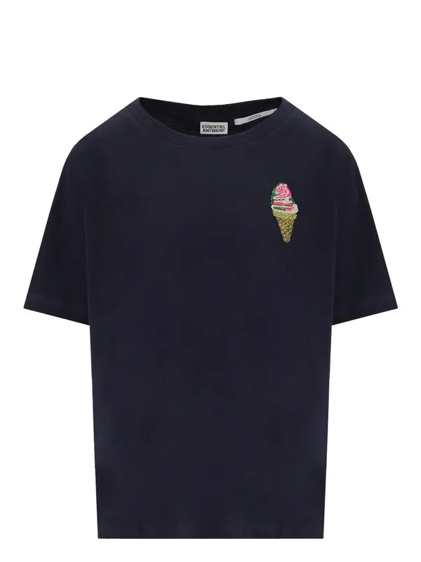 Essentiel Antwerp Ice Cream Cotton T-shirt - Blue