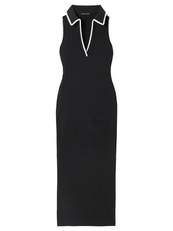 Veronica Beard Darien Ribbed Midi Dress - Black