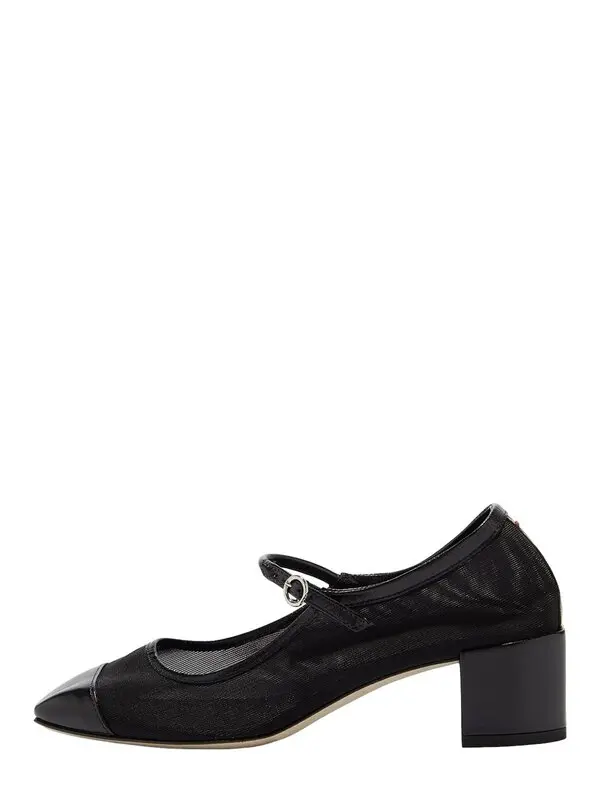 AeydĒ Aline Mesh And Leather Mary Jane Pumps - Black