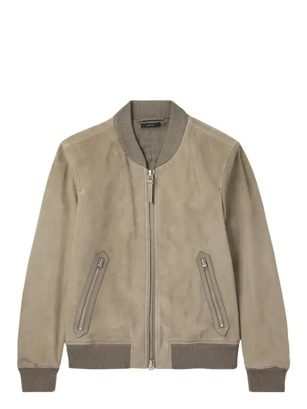 TOM FORD Suede Bomber Jacket - Green