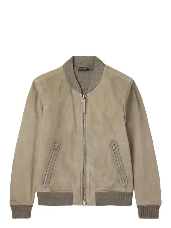 TOM FORD Suede Bomber Jacket - Green