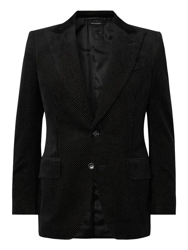 TOM FORD Dyllan Polka-dot Cotton-velvet Tuxedo Jacket - Black