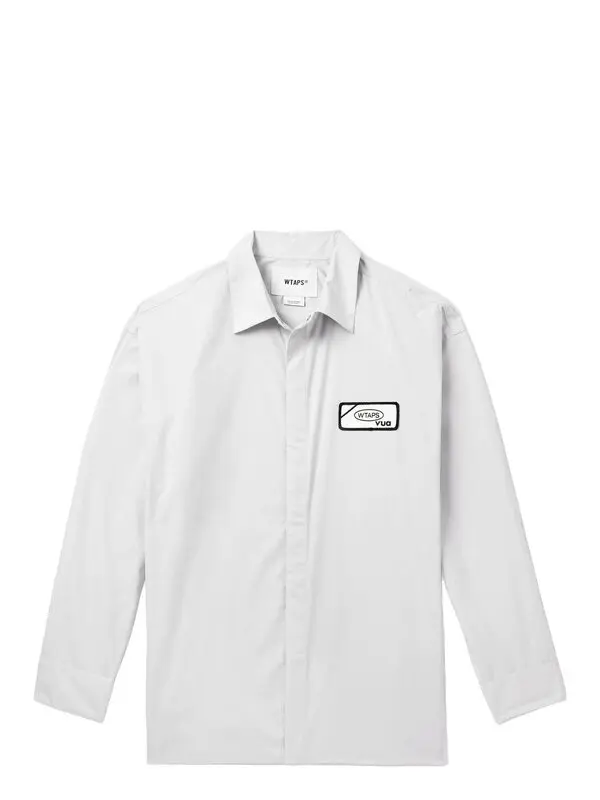 WTAPS Repo Logo-appliquéd Cotton-blend Broadcloth Shirt - Gray