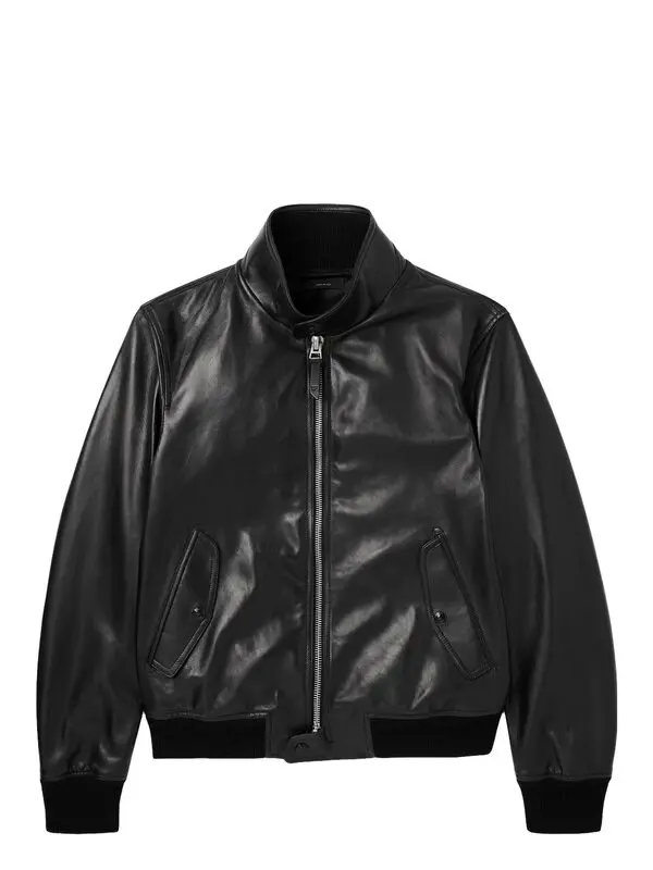 TOM FORD Leather Bomber Jacket - Black