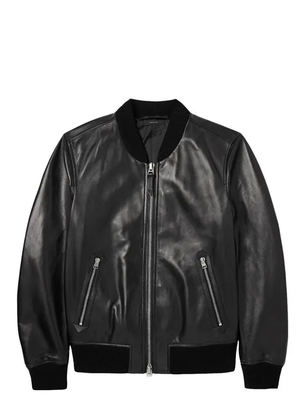 TOM FORD Leather Bomber Jacket - Black