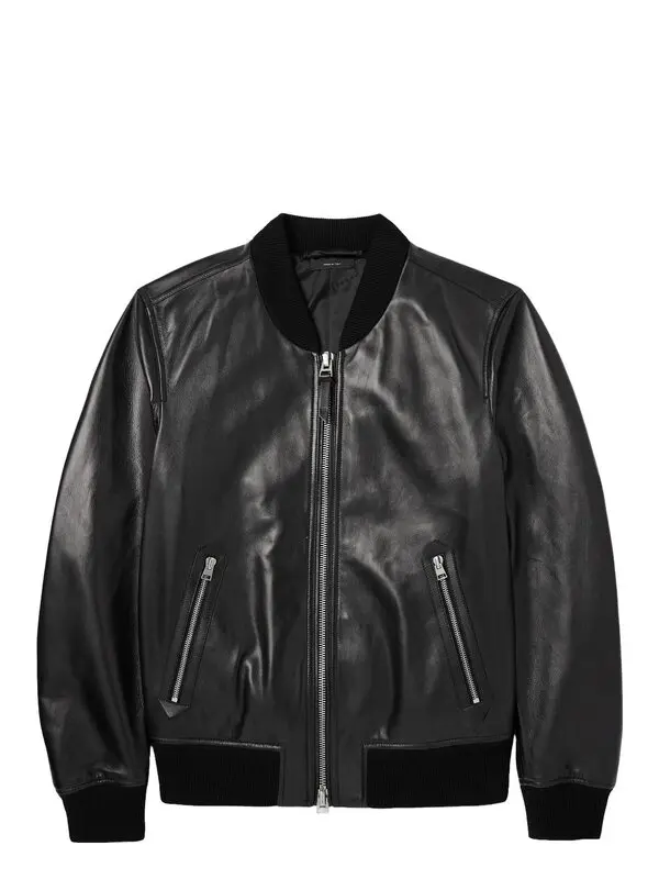 TOM FORD Leather Bomber Jacket - Black