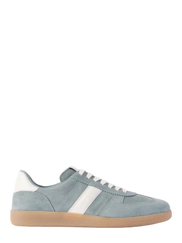 TOM FORD Archer Leather-trimmed Suede Sneakers - Blue