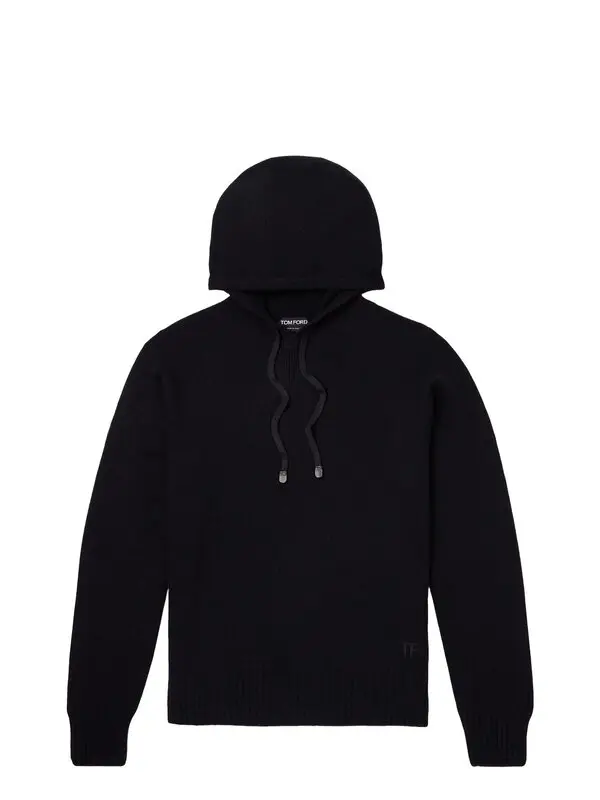 TOM FORD Logo-embroidered Cashmere Hoodie - Black