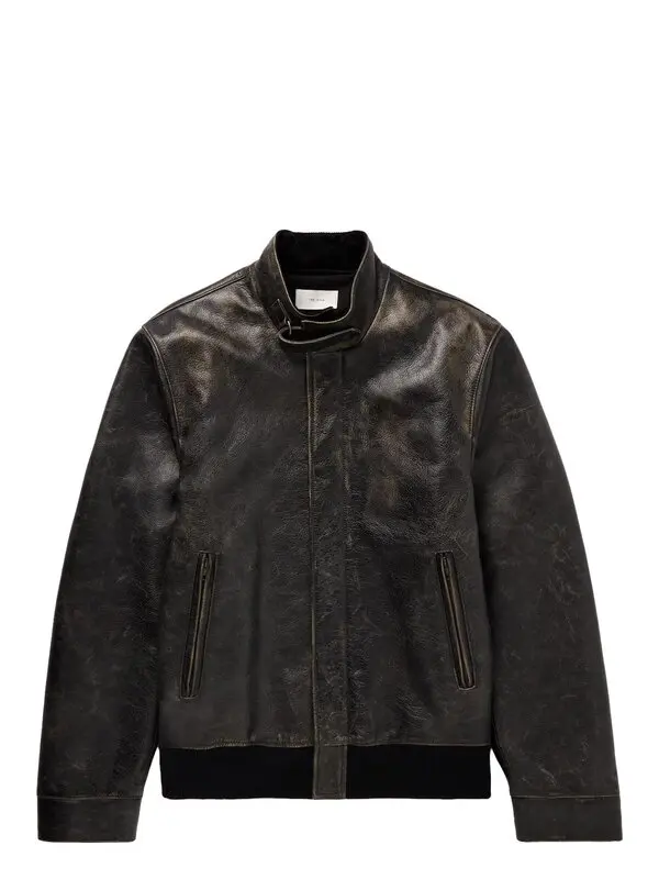 THE ROW Edrice Distressed Leather Jacket - Black