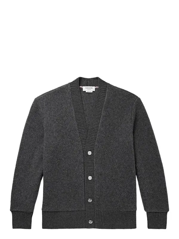Thom Browne Brushed-wool Cardigan - Gray