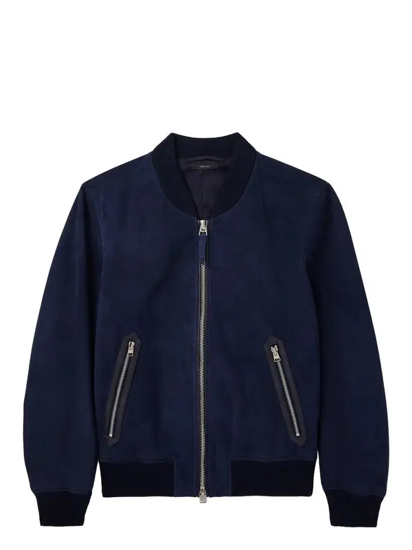 TOM FORD Suede Bomber Jacket - Blue