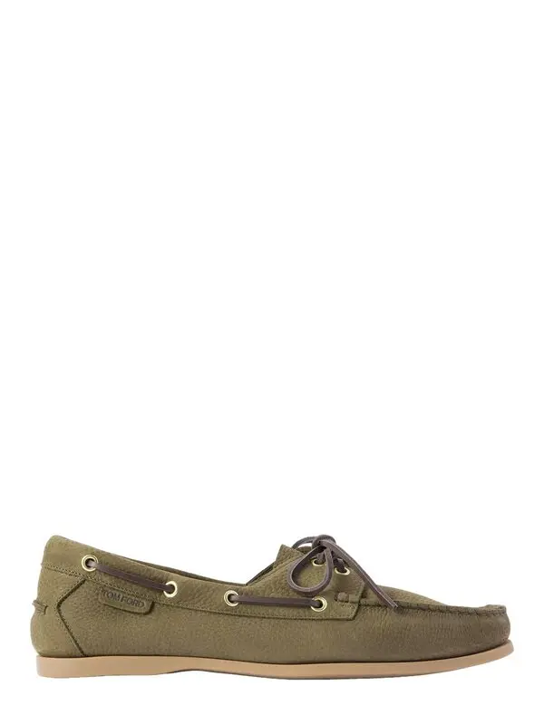 TOM FORD Robin Nubuck Boat Shoes - Green