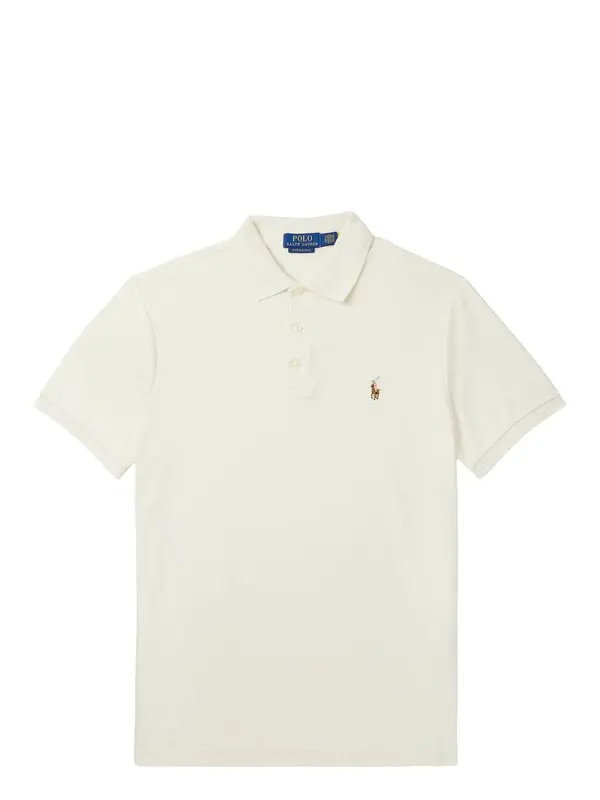 Polo Ralph Lauren Logo-embroidered Cotton-jersey Polo Shirt - Neutrals
