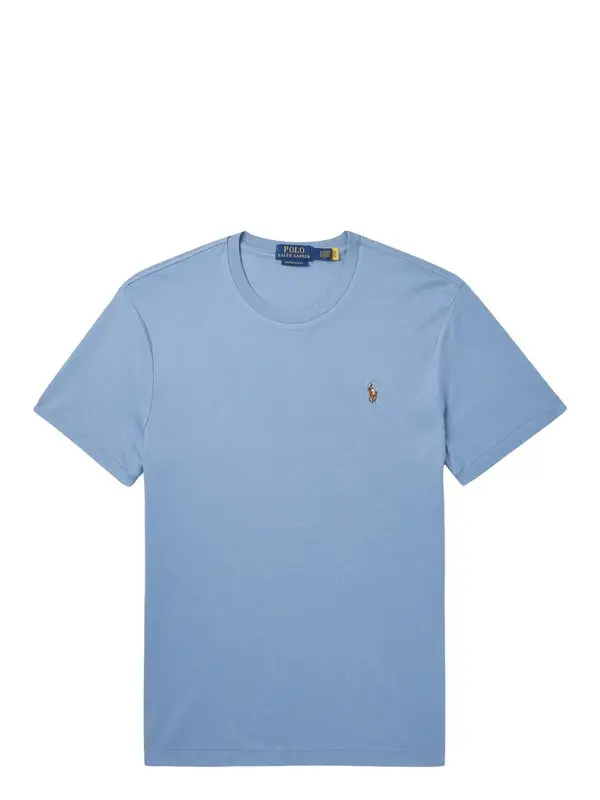 Polo Ralph Lauren Logo-embroidered Cotton-jersey T-shirt - Blue