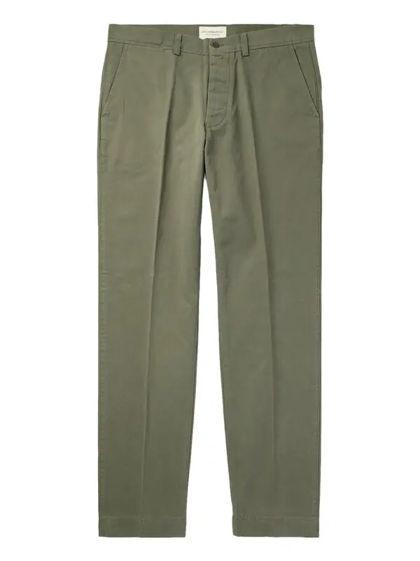 Officine Générale Straight-leg Cotton-twill Trousers - Green