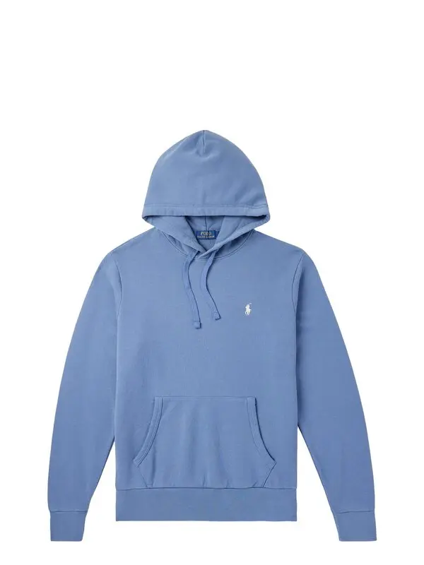 Ralph Lauren Logo-embroidered Cotton-jersey Hoodie - Blue